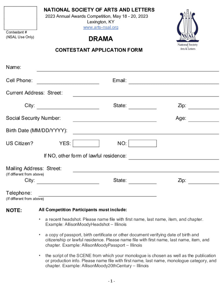 Fillable Online CONTESTANT APPLICATION FORM Arizona deadline Fax Email ...