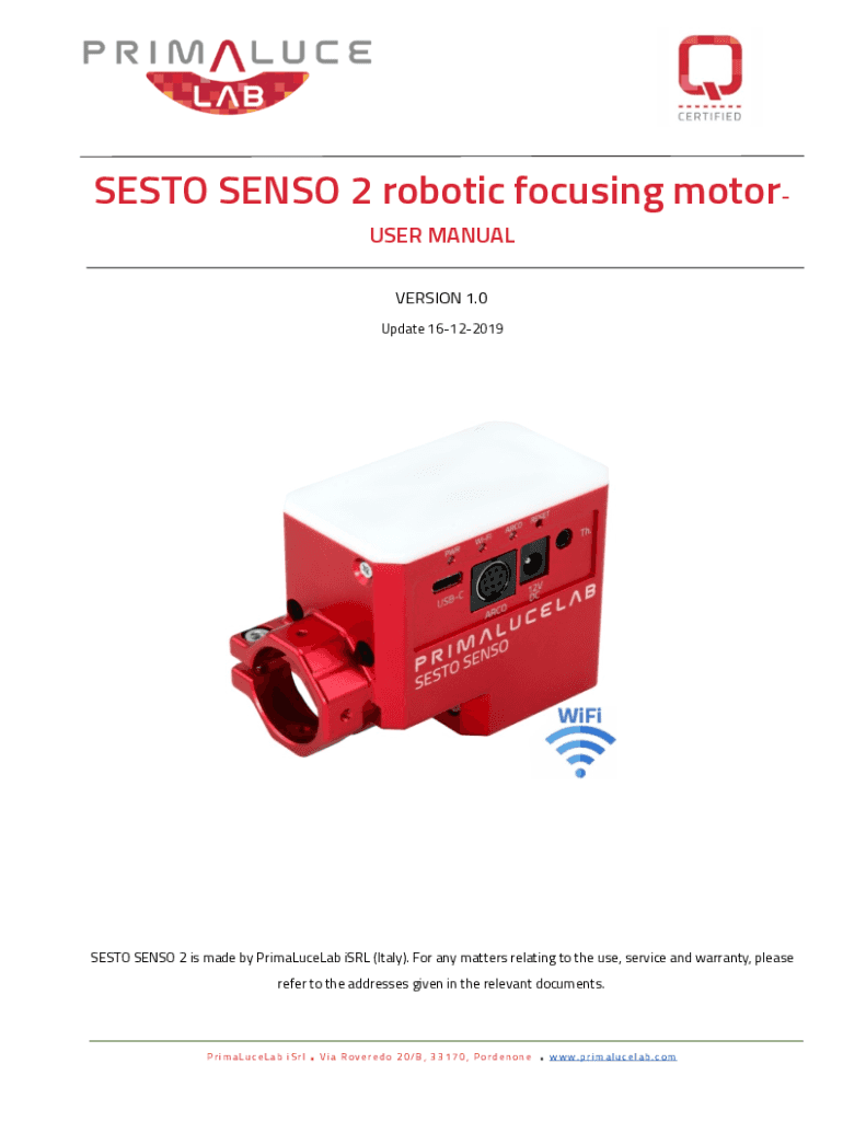 Fillable Online SESTO SENSO 2 robotic focusing motor- Fax Email Print ...
