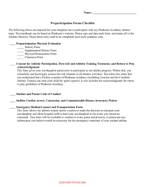 Fillable Online Preparticipation Forms Checklist Fax Email Print ...