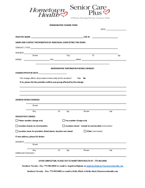 Fillable Online DEMOGRAPHIC CHANGE FORM Fax Email Print - pdfFiller
