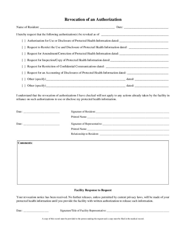 Fillable Online vvh vermont Revocation of An Authorization. Heaton Form Fax Email Print - pdfFiller