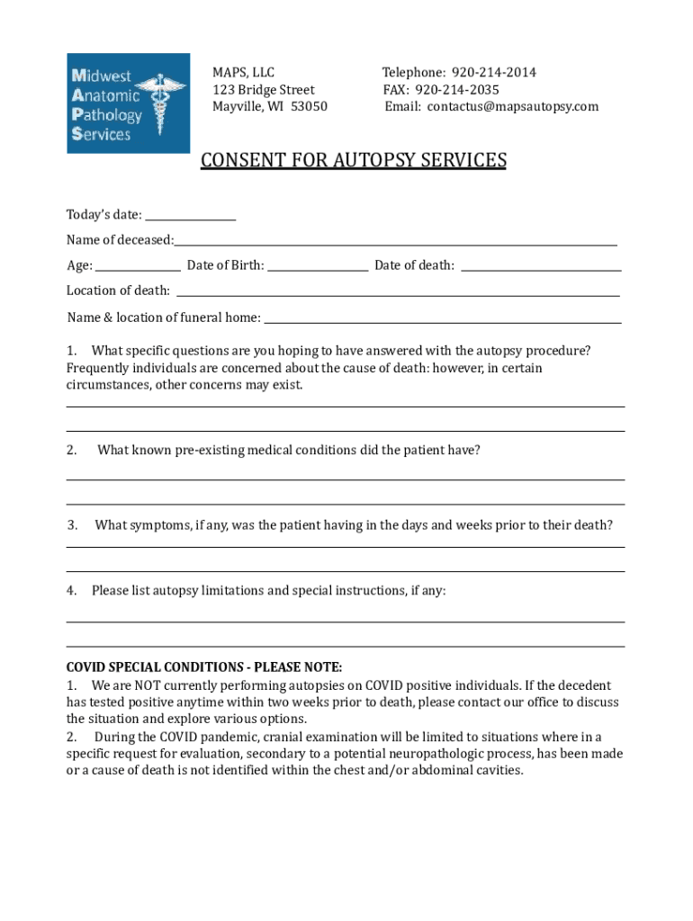 Fillable Online Anatomic Pathology Services, Respectful and Dignified ... Fax Email Print ...