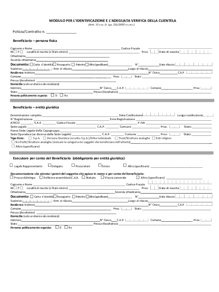 Compilabile Online Modulo per l'idenTIFICAZIONE e l'adeguata verifica ... Compilabile Online Modulo per l'idenTIFICAZIONE e l'adeguata verifica ...