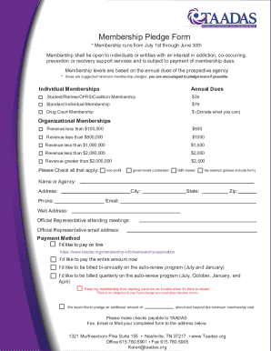 Fillable Online Membership Pledge Form Fax Email Print - pdfFiller