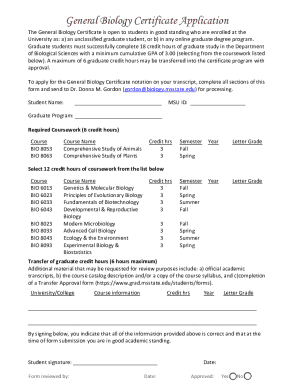 Fillable Online General Biology Certificate Application Fax Email Print ...