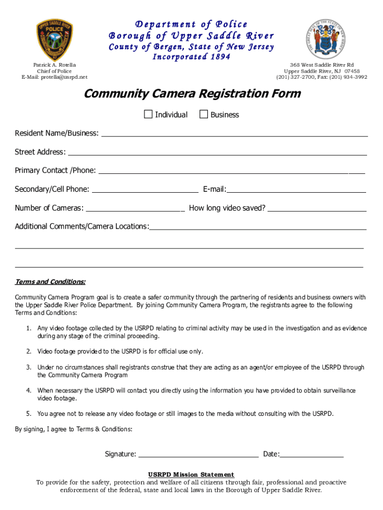 Fillable Online ROSTER - Upper Saddle River Police Department Fax Email ...