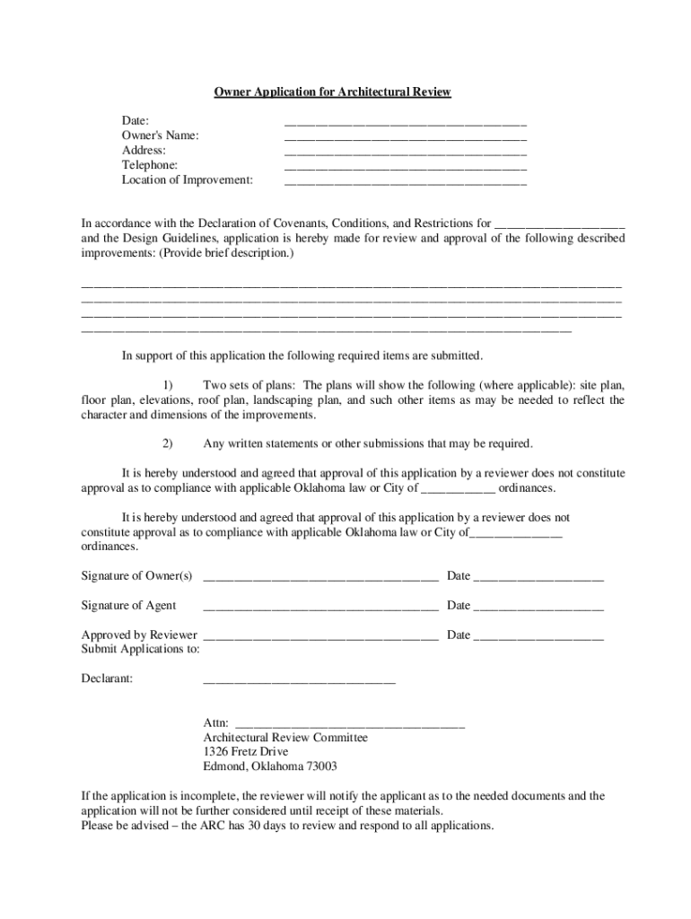 Fillable Online architectural/design review request Fax Email Print ...