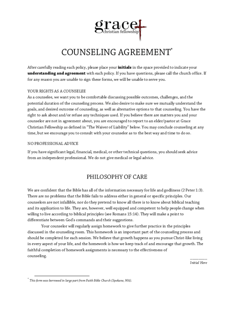 Fillable Online Counseling Agreement.docx Fax Email Print - pdfFiller