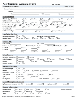 Fillable Online New Customer Evaluation Form v1.0.xlsm Fax Email Print ...