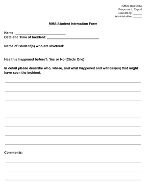 Fillable Online MMS Student Interaction Form Fax Email Print - pdfFiller