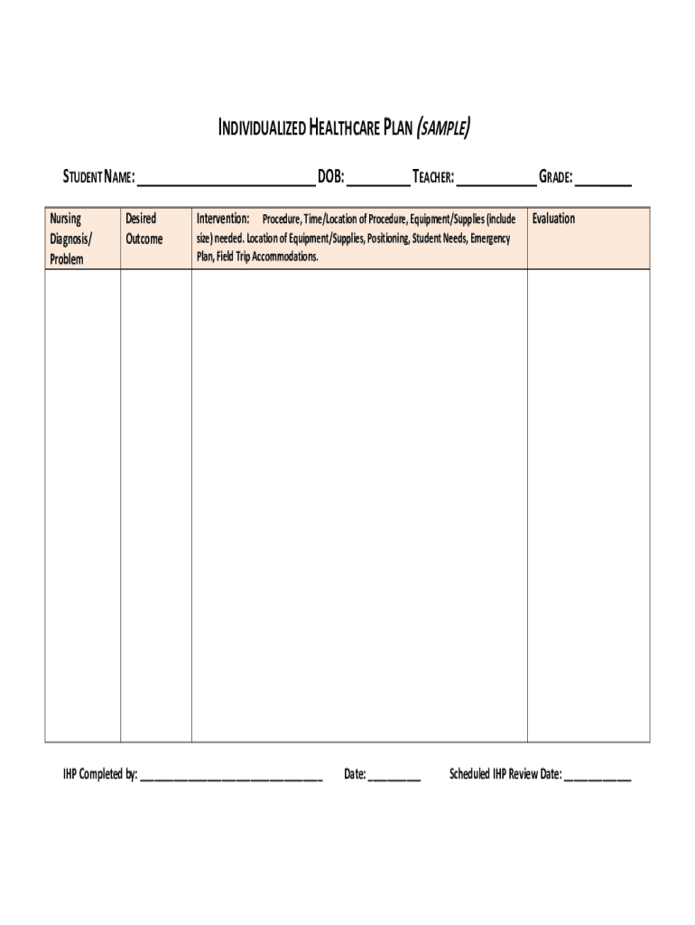 Fillable Online individualized healthcare plan (sample) Fax Email Print ...