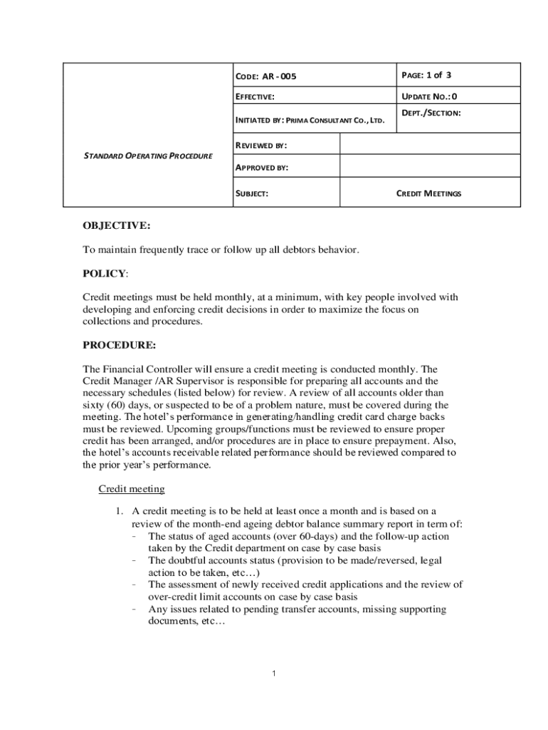 Fillable Online sTANDARD OPERATING PROCEDURES Fax Email Print - pdfFiller