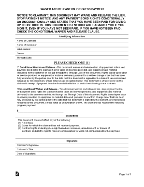 Fillable Online Conditional Lien Waiver Template - Fill Online ...