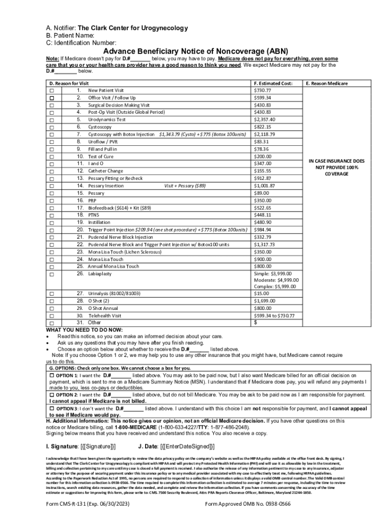 Fillable Online CMS Clarifies When the Advance Beneficiary Notice of ...