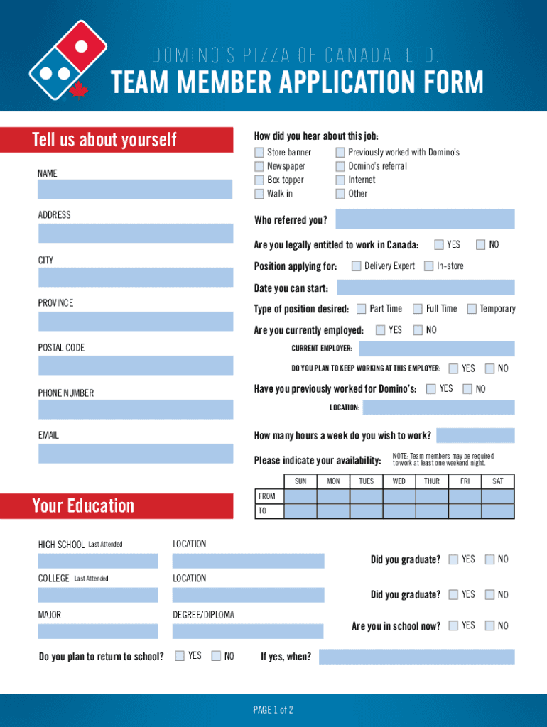Fillable Online Team member applicaTion Form Fax Email Print - pdfFiller
