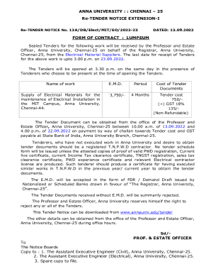 Fillable Online Re-TENDER NOTICE No. 13B/3355/DB/Civil/MIT/REG/ ... Fax ...