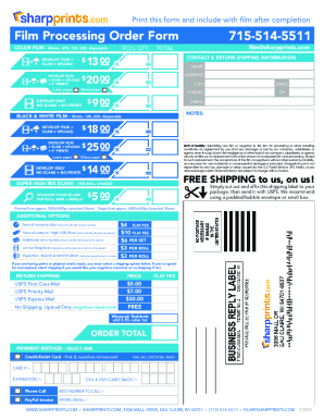 Fillable Online Film Processing Order Form Fax Email Print - pdfFiller