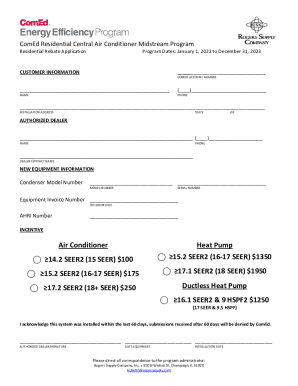 Fillable Online ComEd Residential Rebate Form Fax Email Print - pdfFiller