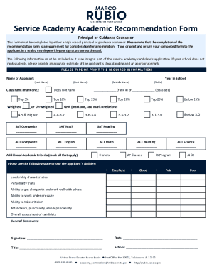 Fillable Online 2022 Service Academy Academic Recommendation Form Fax ...