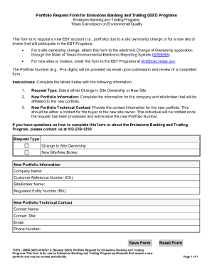 Fillable Online Portfolio Request Form for Emission Banking and Trading ...
