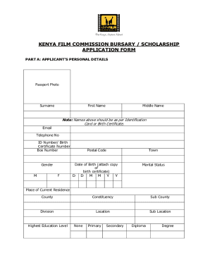 Fillable Online BURSARY / SCHOLARSHIP APPLICATION FORM Fax Email Print - pdfFiller