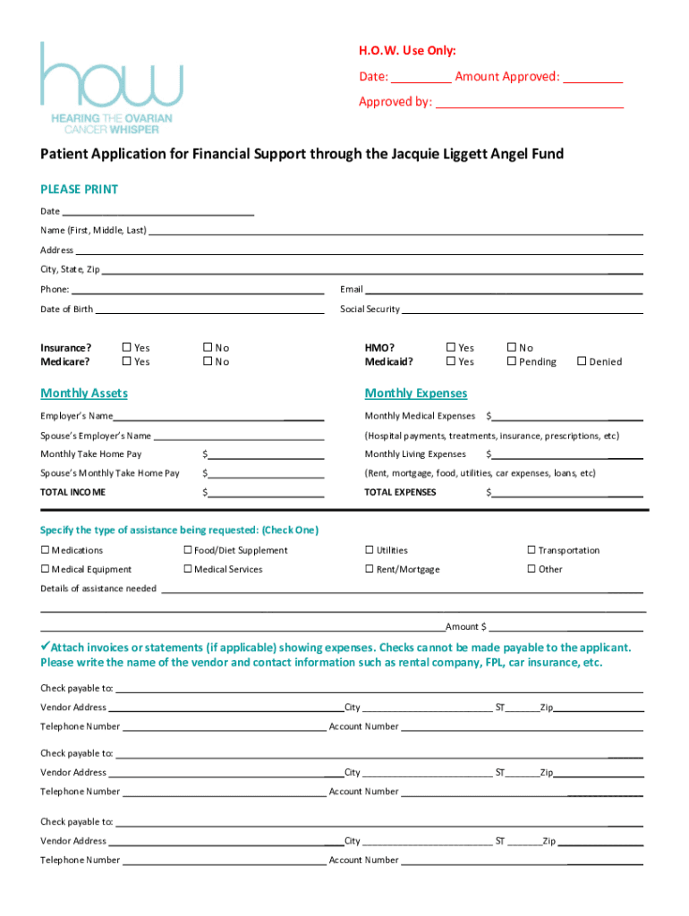 Fillable Online Patient Application for Financial Support Fax Email ...