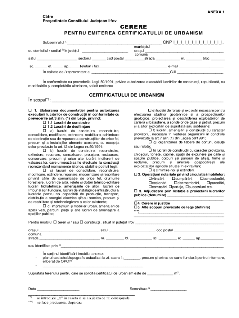 Fillable Online F.1-Cerere-pentru-emiterea-Certificatului-de-urbanism.doc Fax Email Print ...