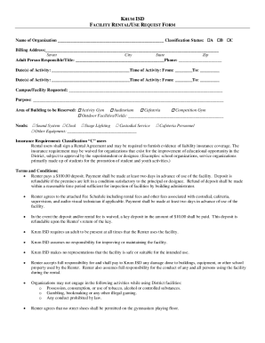 Fillable Online krum isd facility rental/use request form Fax Email Print - pdfFiller