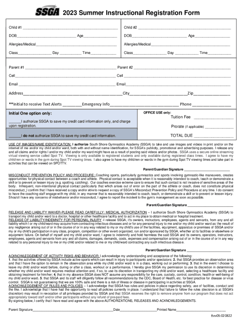 Fillable Online 2023 Summer Day Camp Registration Form Fax Email Print - pdfFiller
