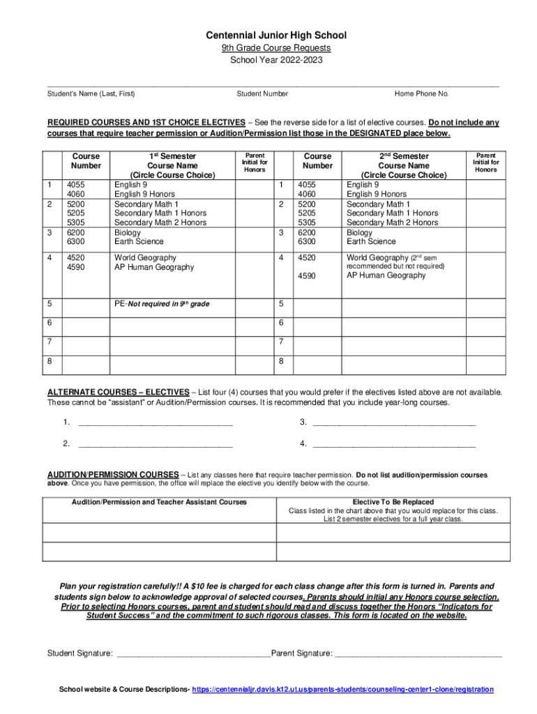 Fillable Online Centennial Junior High School Fax Email Print - pdfFiller