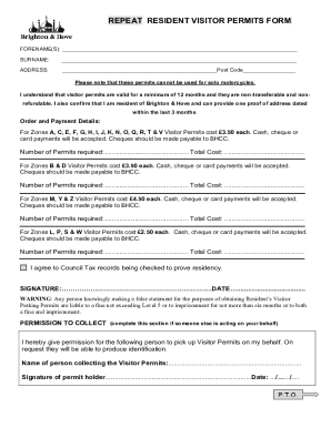 Fillable Online REPEAT RESIDENT VISITOR PERMITS FORM Fax Email Print ...