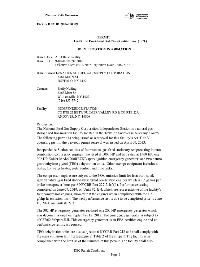 Fillable Online Title V Operating Permits and Major NSR Construction ...