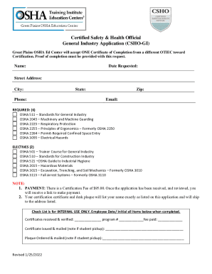 Fillable Online General Industry Application (CSHO-GI) Fax Email Print ...