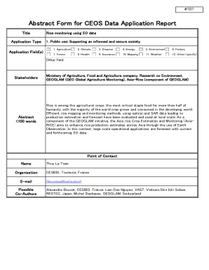 Fillable Online Abstract Form for CEOS Data Application Report Fax ...