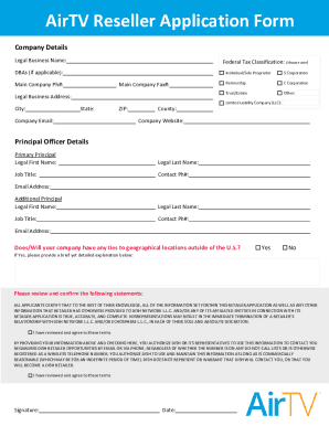 Fillable Online AirTV Reseller Application Form Fax Email Print - pdfFiller
