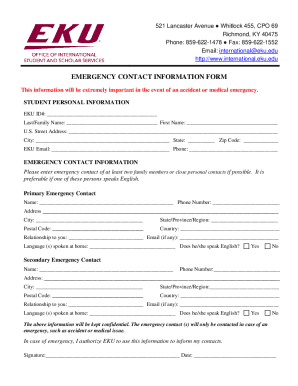 Fillable Online international eku Eastern Kentucky University ...