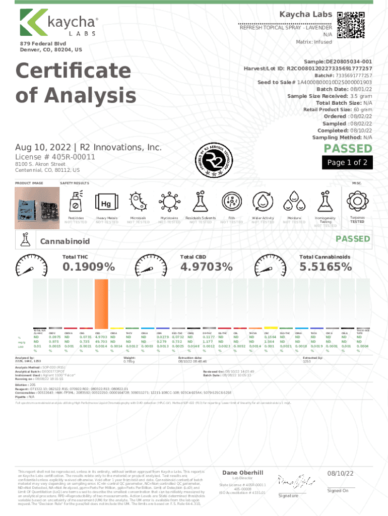 Fillable Online Certificate of Analysis (COA) Finder Tool Fax Email Print - pdfFiller