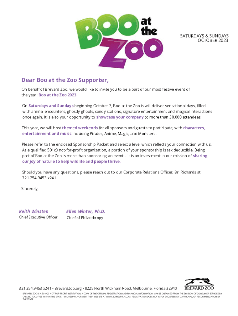 Fillable Online Dear Boo at the Zoo Supporter, Fax Email Print - pdfFiller