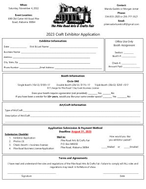 Fillable Online 2023 Craft Exhibitor Application Fax Email Print ...