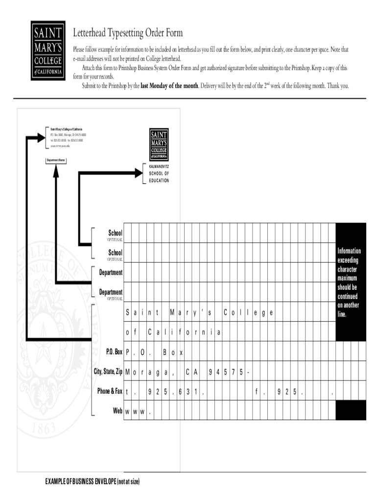 Fillable Online Letterhead Typesetting Order Form Fax Email Print ...