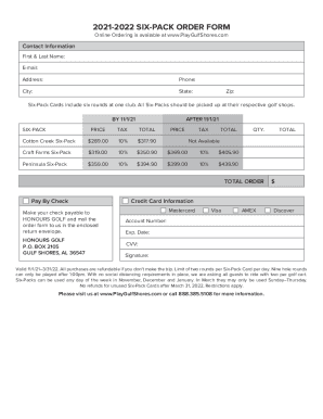 Fillable Online 2021-2022 SIX-PACK ORDER FORM Fax Email Print - pdfFiller