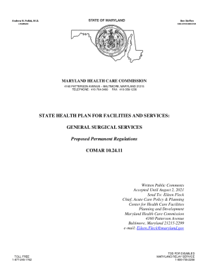 Fillable Online mhcc maryland Proposed Permanent Regulations COMAR 10. ...