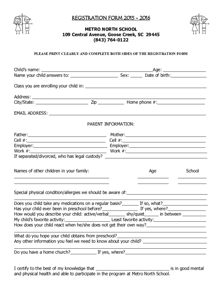 Fillable Online Registration / Forms/Health Forms Fax Email Print - pdfFiller