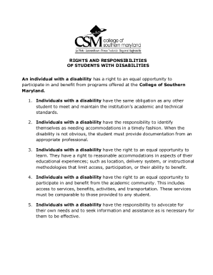 Fillable Online Rights and Responsibilities of the Student with ...