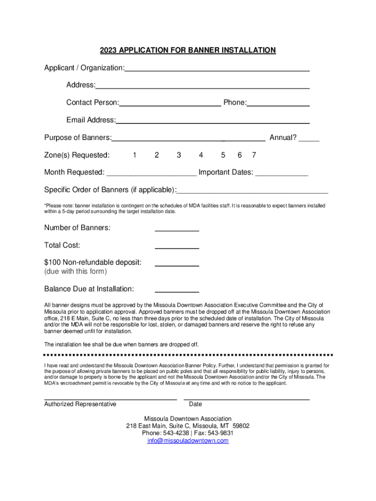 Fillable Online Horizontal Street Banner Permit Application Fax Email ...