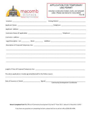 Fillable Online Temporary Use Permit (tent permit) Fax Email Print - pdfFiller
