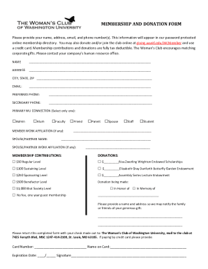 Fillable Online alumni wustl MEMBERSHIP AND DONATION FORM Fax Email Print - pdfFiller