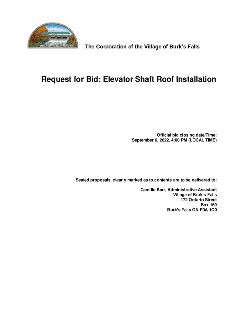 Fillable Online Request for Bid: Elevator Shaft Roof Installation Fax ...