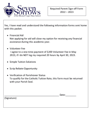 Fillable Online Required Parent Sign-off Form Fax Email Print - pdfFiller