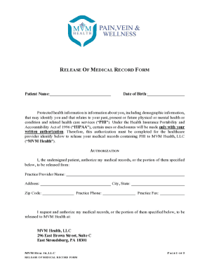 Fillable Online Release of Medical Record Form.docx Fax Email Print ...